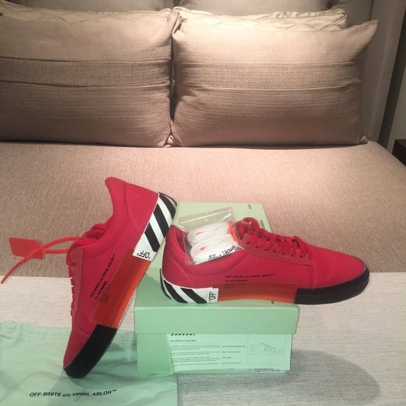 Off-White | Shoes | Offwhite Vulcanised Low Top Red 28 Release | Poshmark